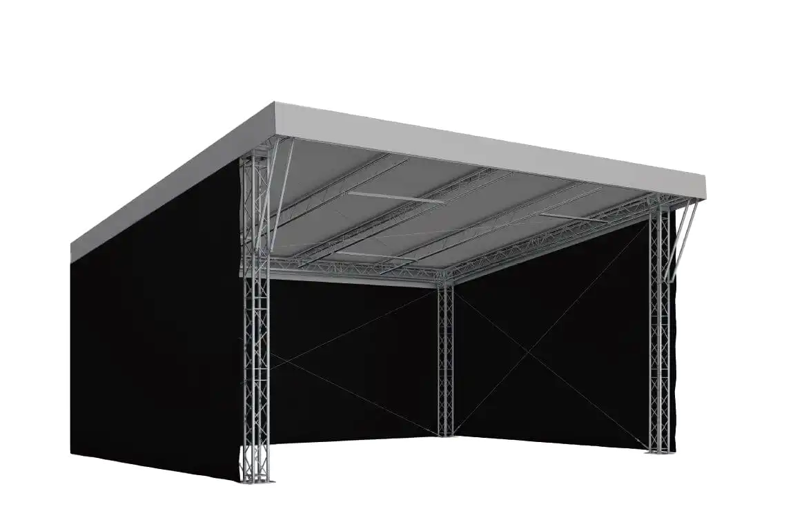 Milos MR0 Outdoor Canopy Stage 9m by 6.5m - Stage Lighting Services