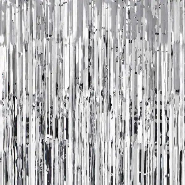 Silver Metallic Slit Drape: Fire-Retardant Glitter Curtain for Stage ...